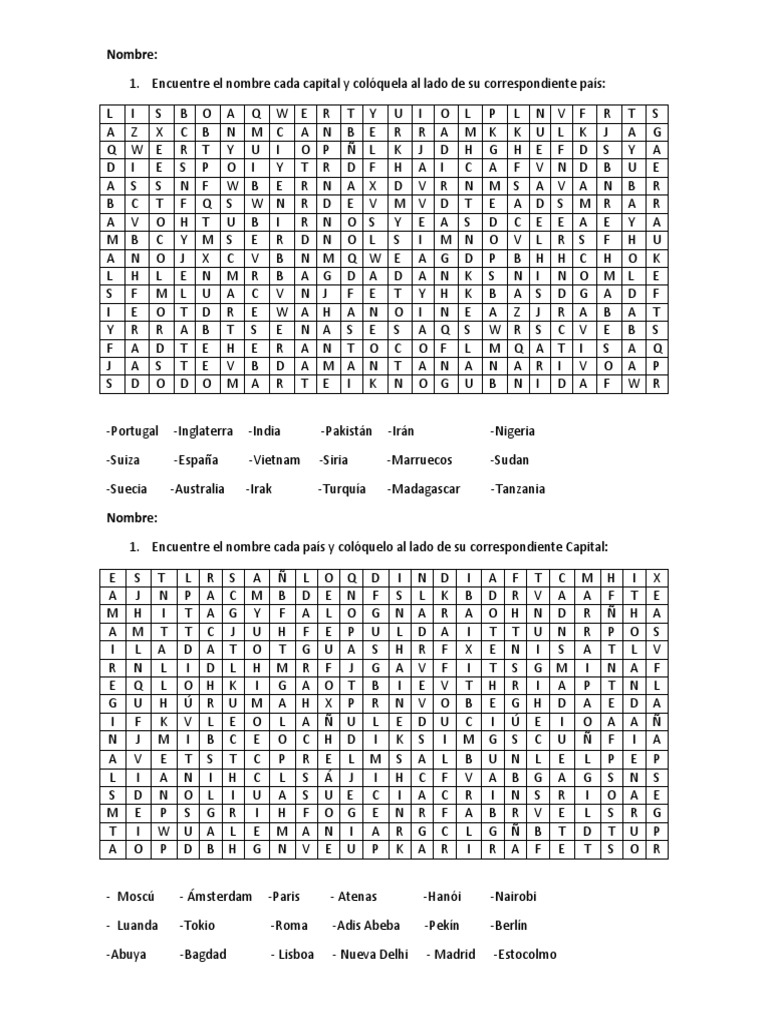 Sopa de Letras Geografia | PDF