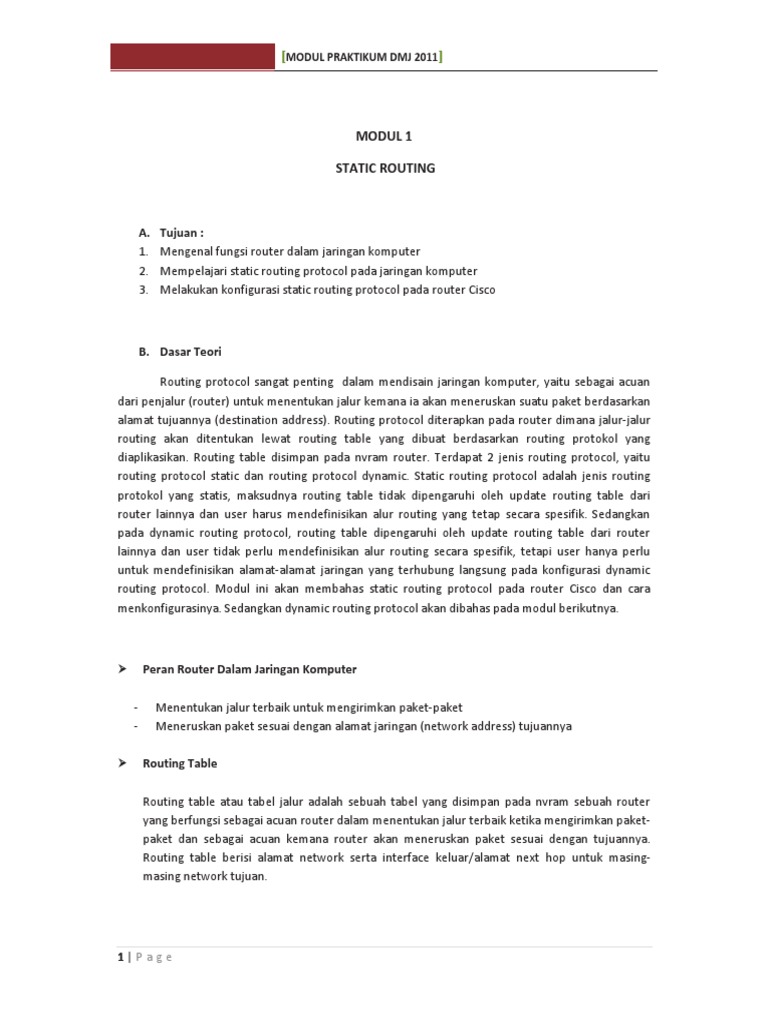 Panduan Konfigurasi Static Routing Cisco | PDF