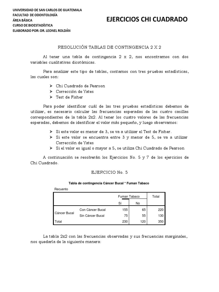 Ejercicios de Tablas de Contingencia 2x2 | PDF | Estadísticas ...