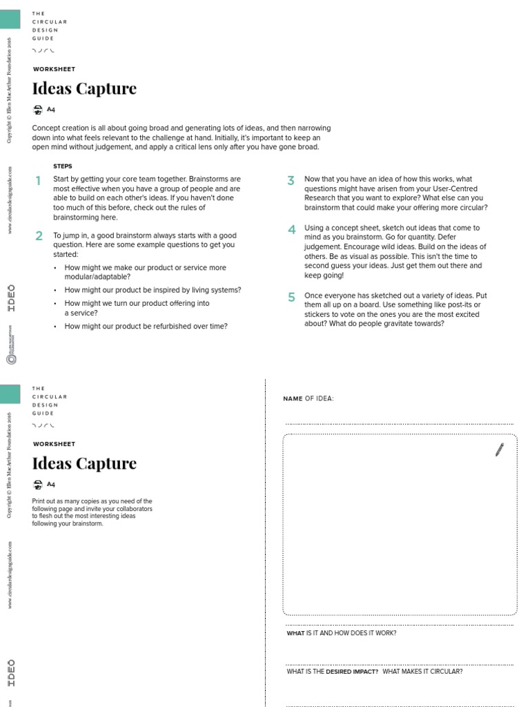 Ideas Capture: Worksheet | Download Free PDF | Brainstorming ...