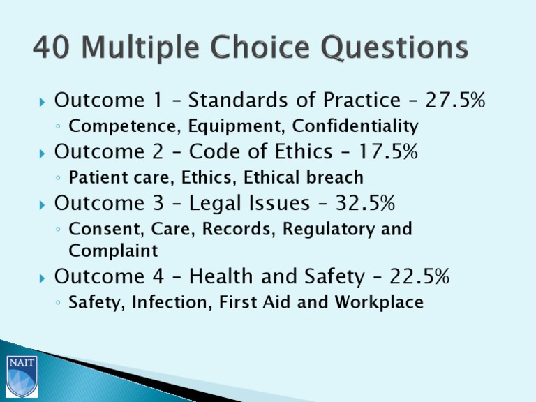 Outcome 1 - Standards of Practice - 27.5% Outcome 2 - Code of Ethics ...