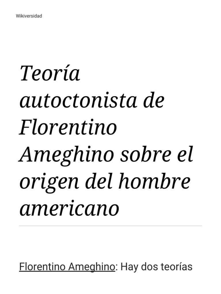 Teoría Autoctonista de Florentino Ameghino Sobre El Origen Del Hombre ...