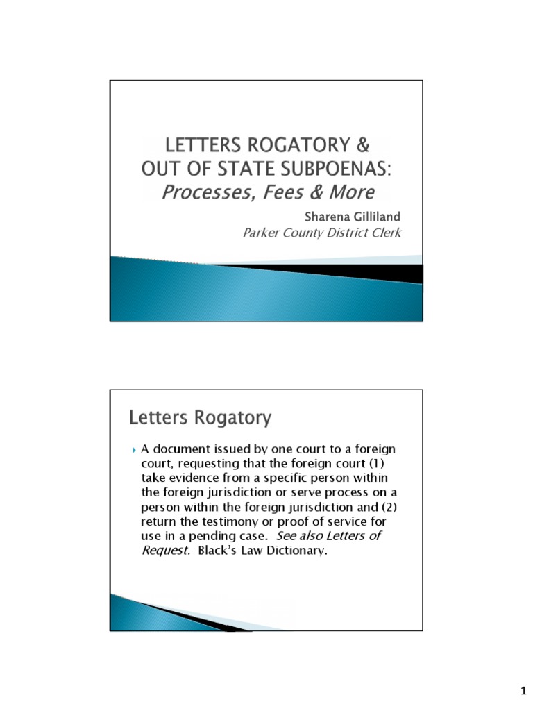 1 Letters Rogatory Presentation | PDF | Deposition (Law) | Summons