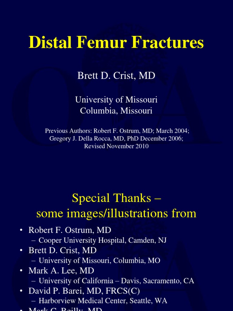Distal Femur Fracture Management Guide | PDF | Knee | Anatomical Terms ...
