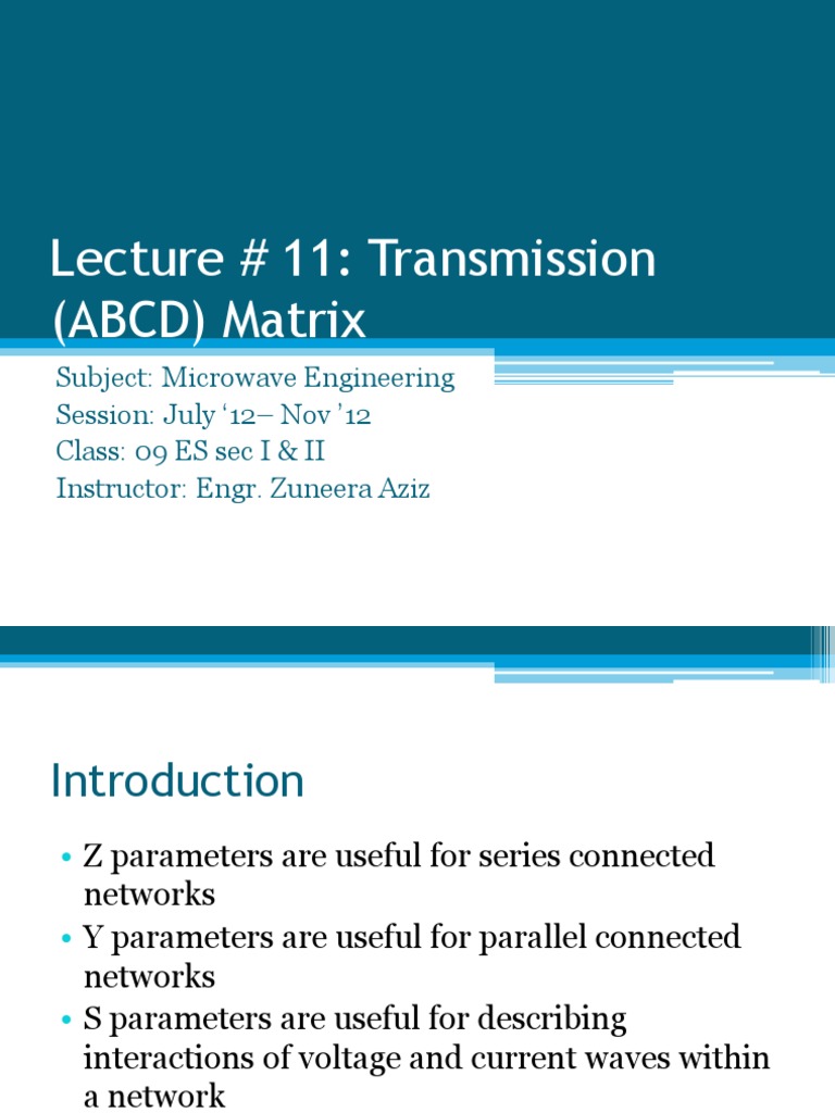 11 Lecture PDF | PDF | Matrix (Mathematics) | Electronic Engineering