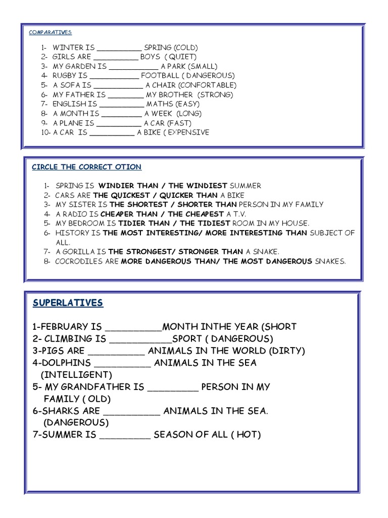 Comparatives and Superlatives Fun Activities Games - 3546 | PDF