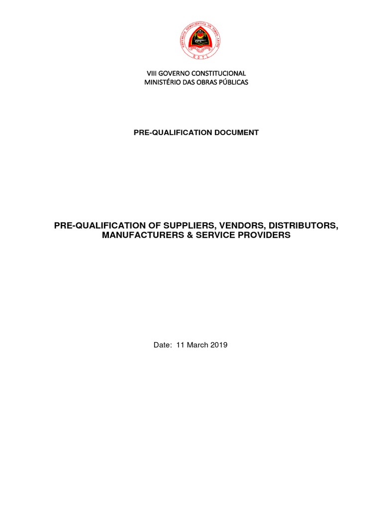 Invitation To Prequalification For Goods and Services FINAL 18 Mar | PDF | Professional ...
