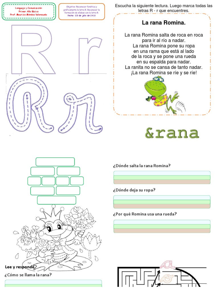 Guía Letra R 1 | PDF