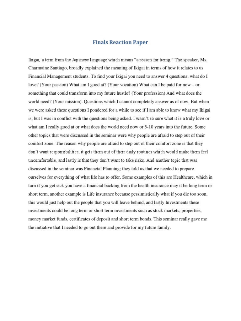 Reaction Paper FINALS OJT | PDF