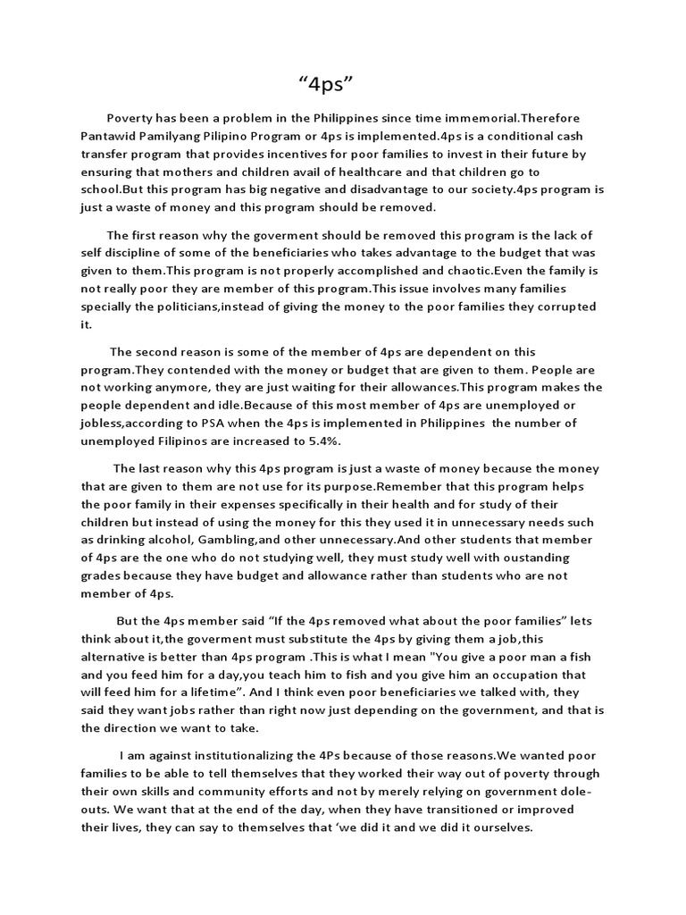 4ps Persuasive Essay | PDF | Poverty | Poverty & Homelessness