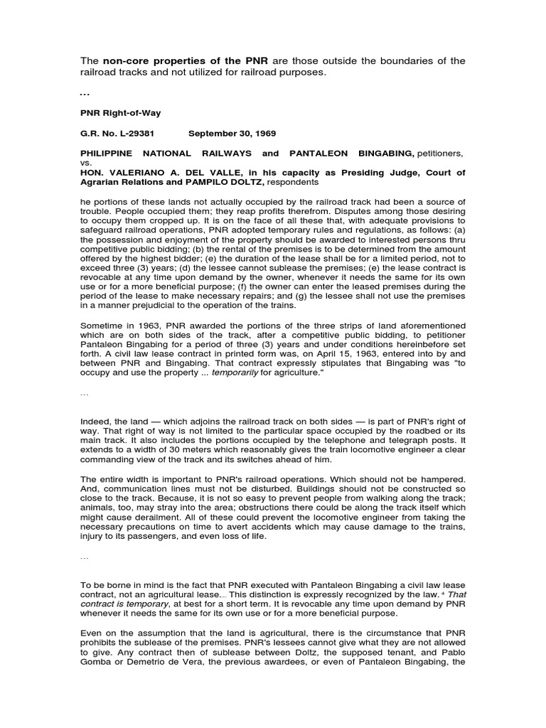 PNR - Non-Core Property | PDF | Lease | Property