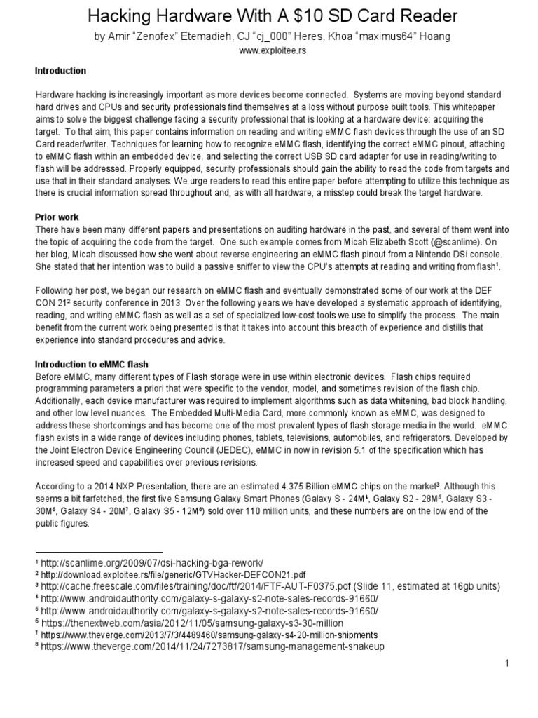 Generic BH2017 Hacking Hardware With A 10 Reader WP | PDF | Flash Memory | Integrated Circuit