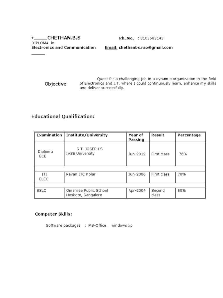 Chethan.B.S: Computer Proficiency | PDF | Electrical Engineering | Digital Technology