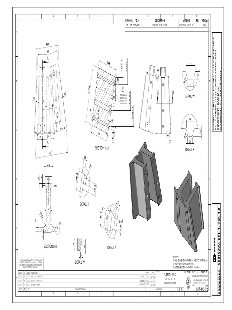 13 18 517-443-A Middle Pulp Lifter Chrome Moly St. 2435: Item Qty. P.D ...