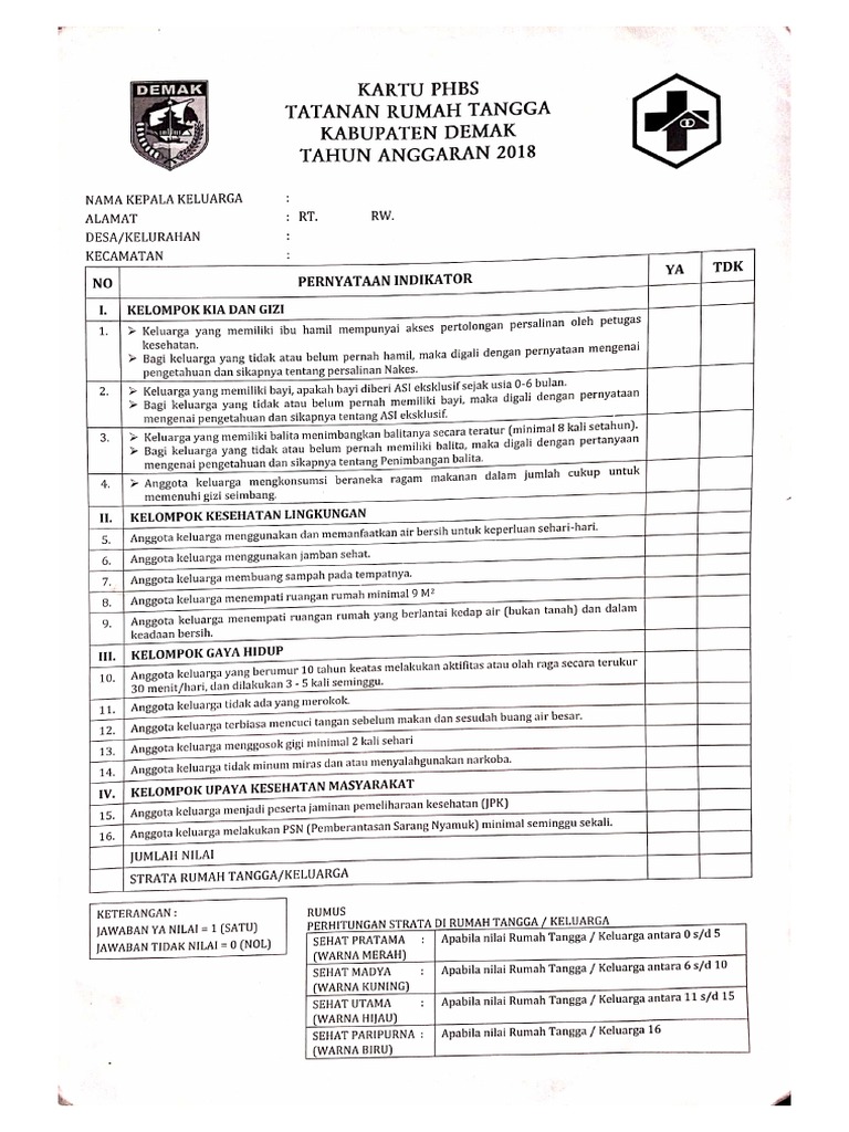 Form Phbs Rumah Tangga | PDF