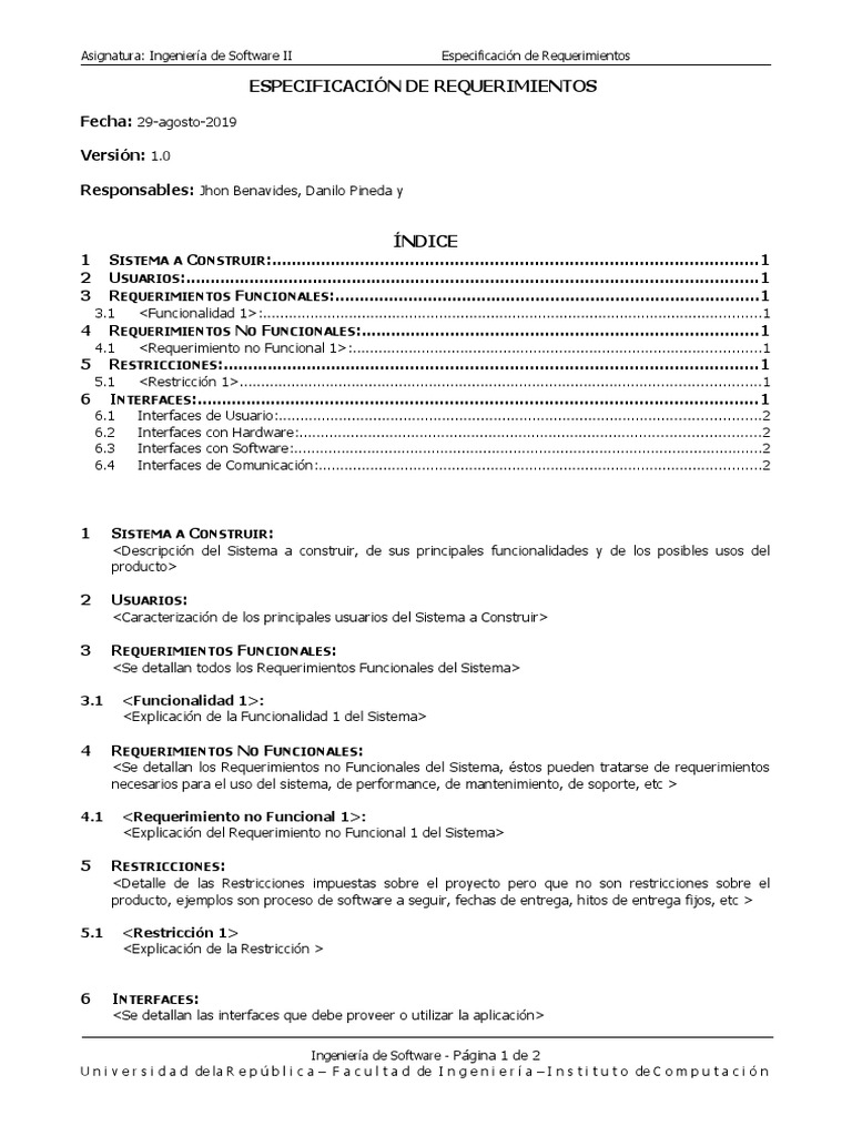 Ejemplo de Requerimientos de Software | PDF | Interfaz de usuario ...