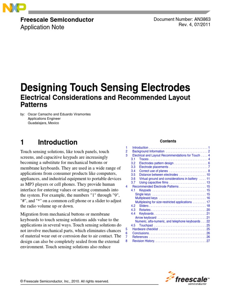 Designing Touch Sensing Electrodes: Electrical Considerations and ...