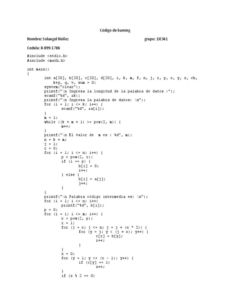 Codigo de Hamming | PDF | Programación de computadoras | Informática