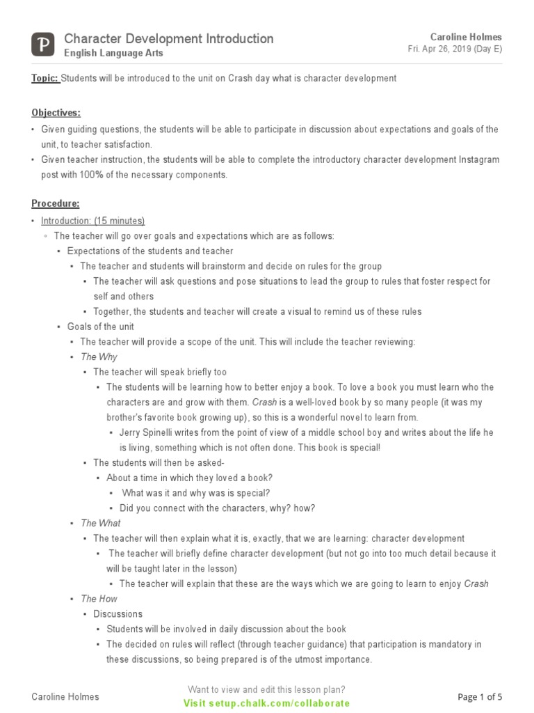 Crashunitplan | PDF | Reading Comprehension | Lesson Plan