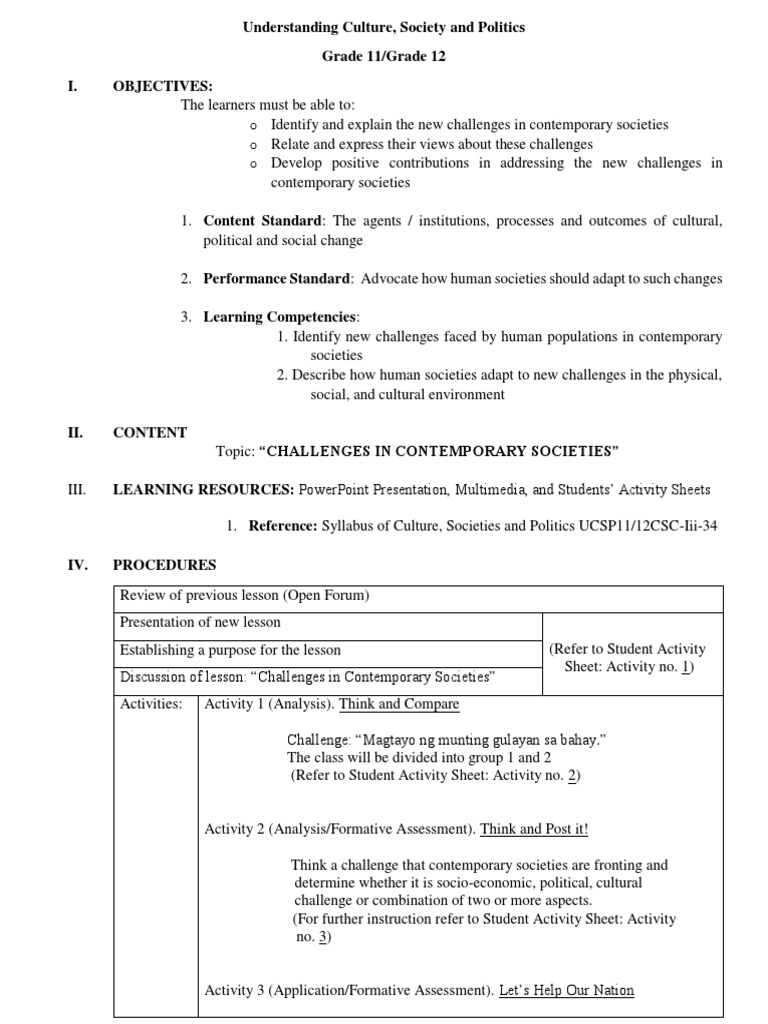 Demo-Humss Lesson Plan PDF | PDF | Teaching | Learning