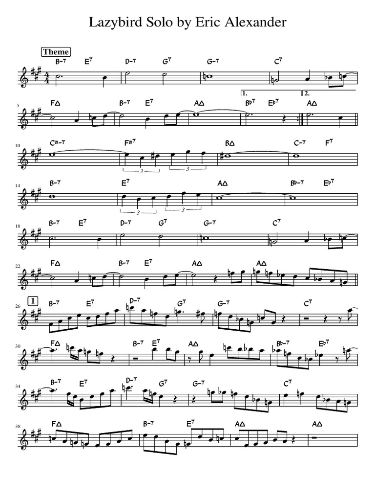 Lazybird Solo by Eric Alexander | PDF