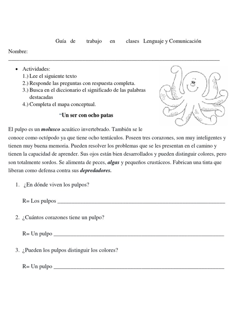 Mapa Conceptual sobre Pulpos | PDF | Pulpo | Organismos