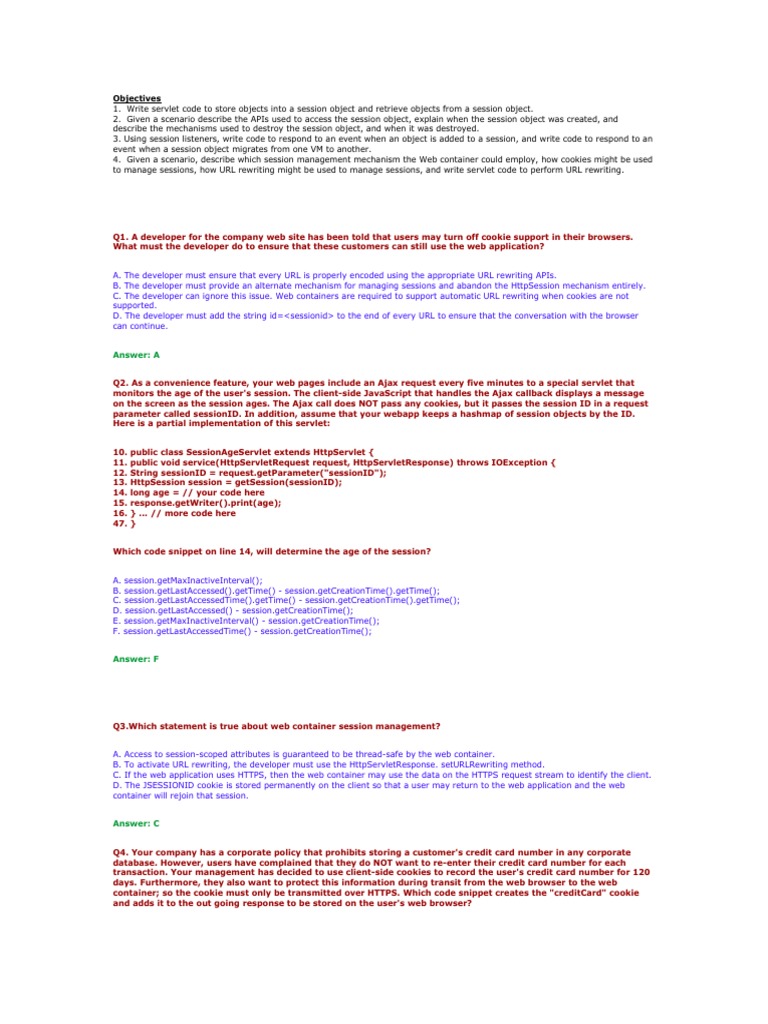 Objectives: Answer: A | PDF | Http Cookie | Ajax (Programming)