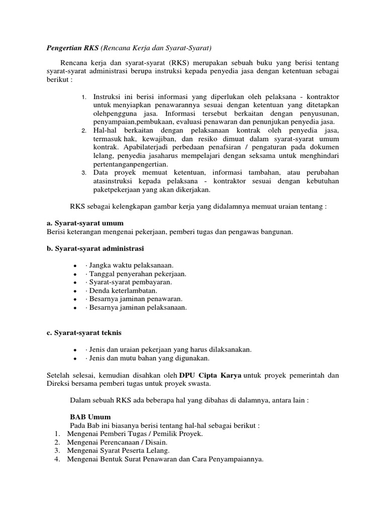 Pengertian dan Fungsi RKS Proyek | PDF | Pengelolaan Keuangan & Uang