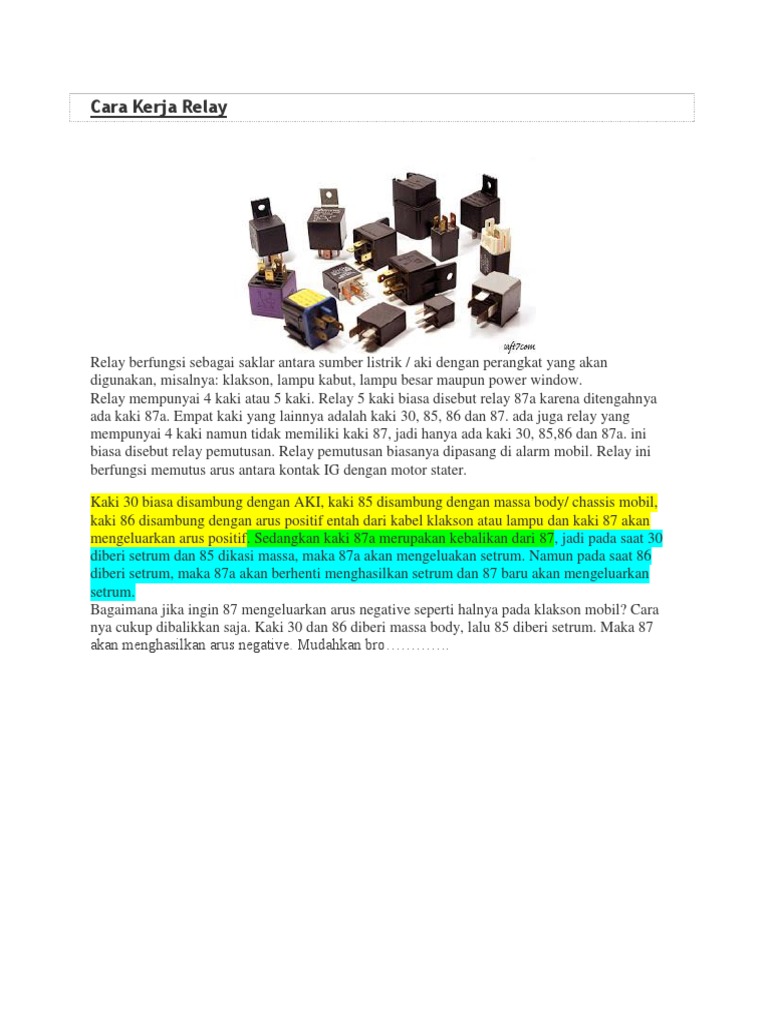 Cara Kerja Relay | PDF