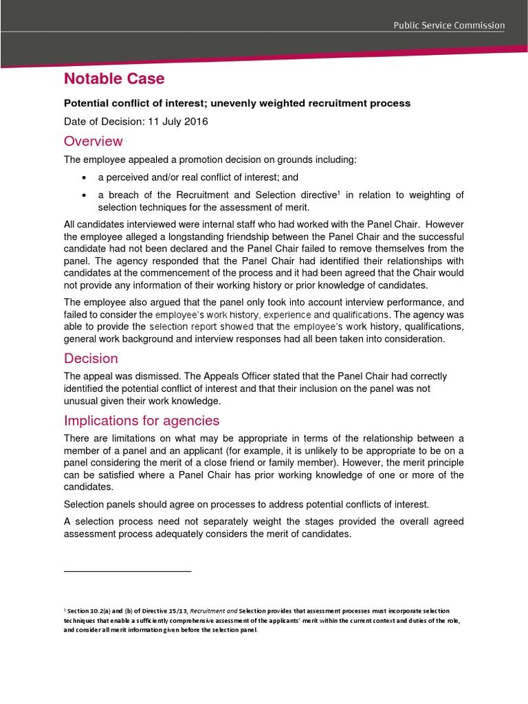 Conflict of Interest in Promotion Appeal | PDF | Conflict Of Interest ...