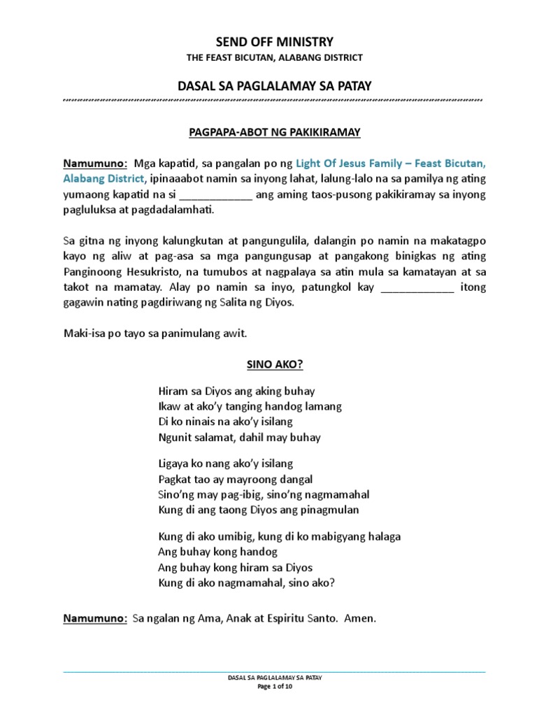 Send-Off Prayer - Pilipino | PDF