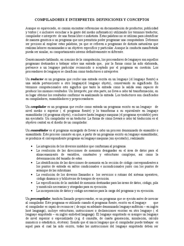 Compiladores e Interpretes | PDF | Lenguaje de programación | Compilador