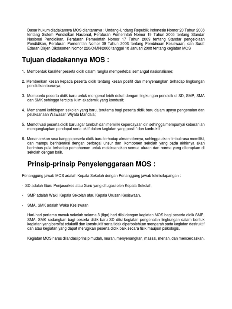 Tujuan Dan Prinsip Mos Pdf