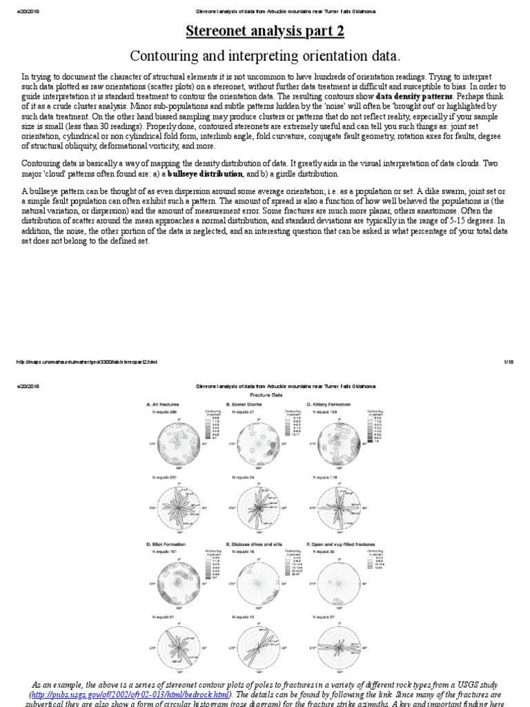 Stereonet Analysis | PDF | Contour Line | Area