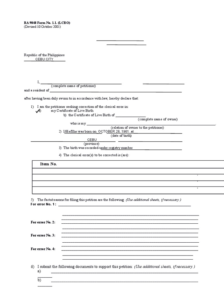 Ra 9048 Form | PDF | Government Information | Government