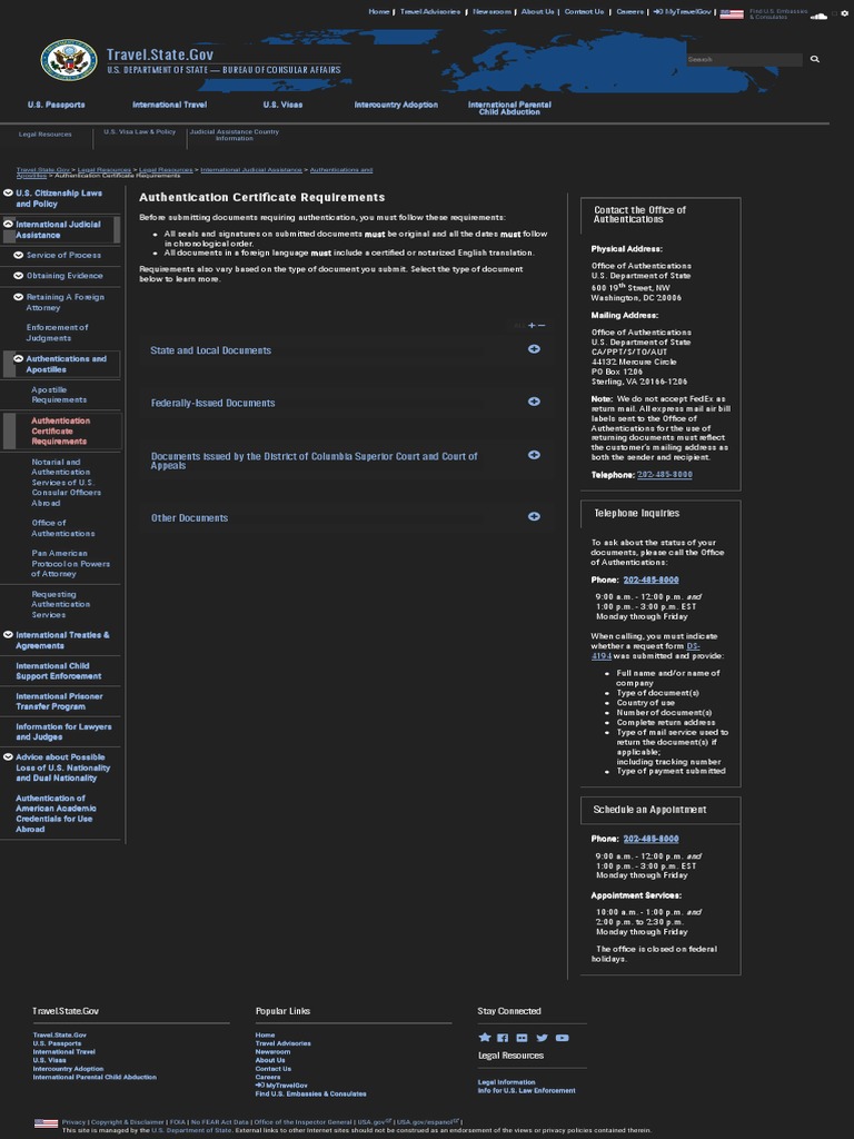Passport Authentication Certificate Requirements | PDF | United States ...