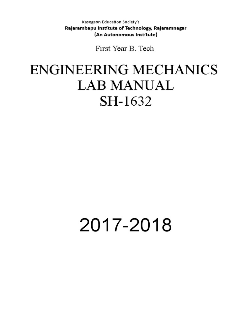 Engg - Mech Lab Manual 2017 18 | PDF | Lever | Friction
