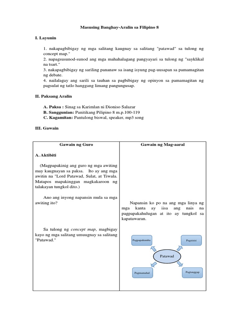 Sinag Sa Karimlan Lesson Plan Final | PDF