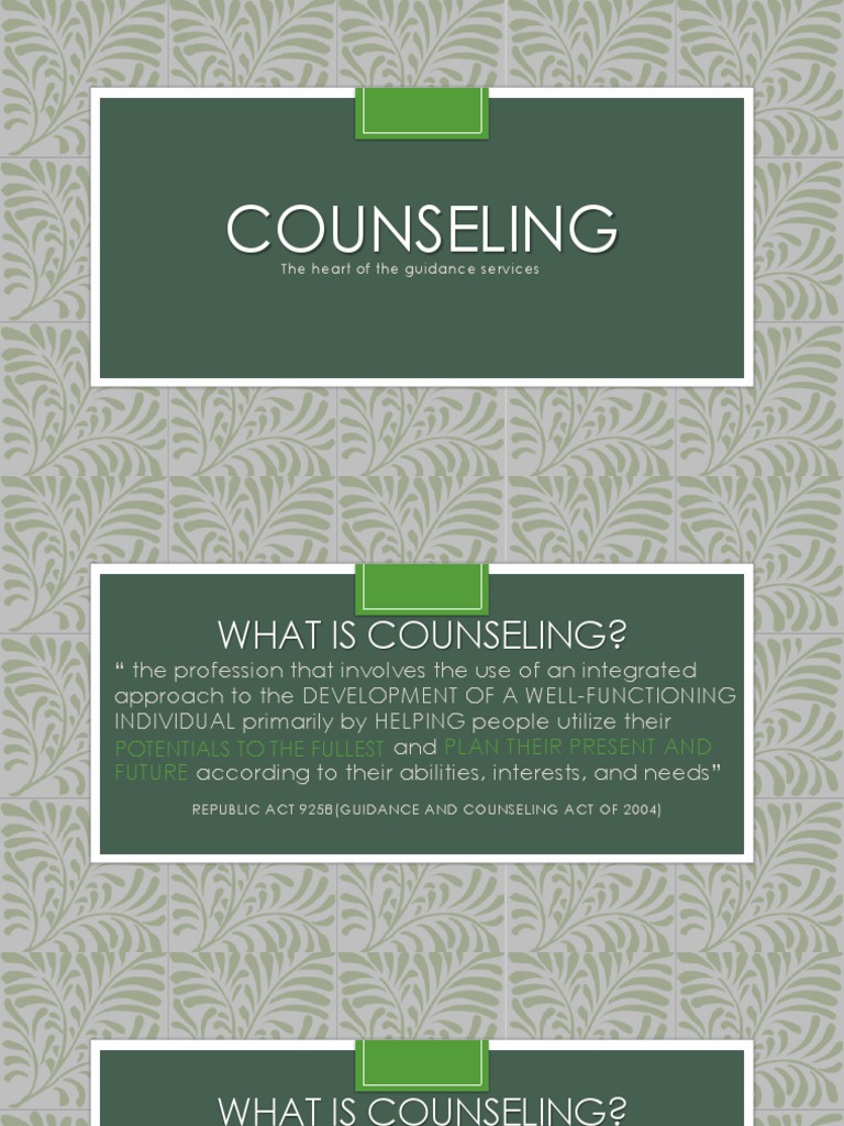 WEEK 3 and 4 COUNSELING | PDF | Psychotherapy | Self Actualization