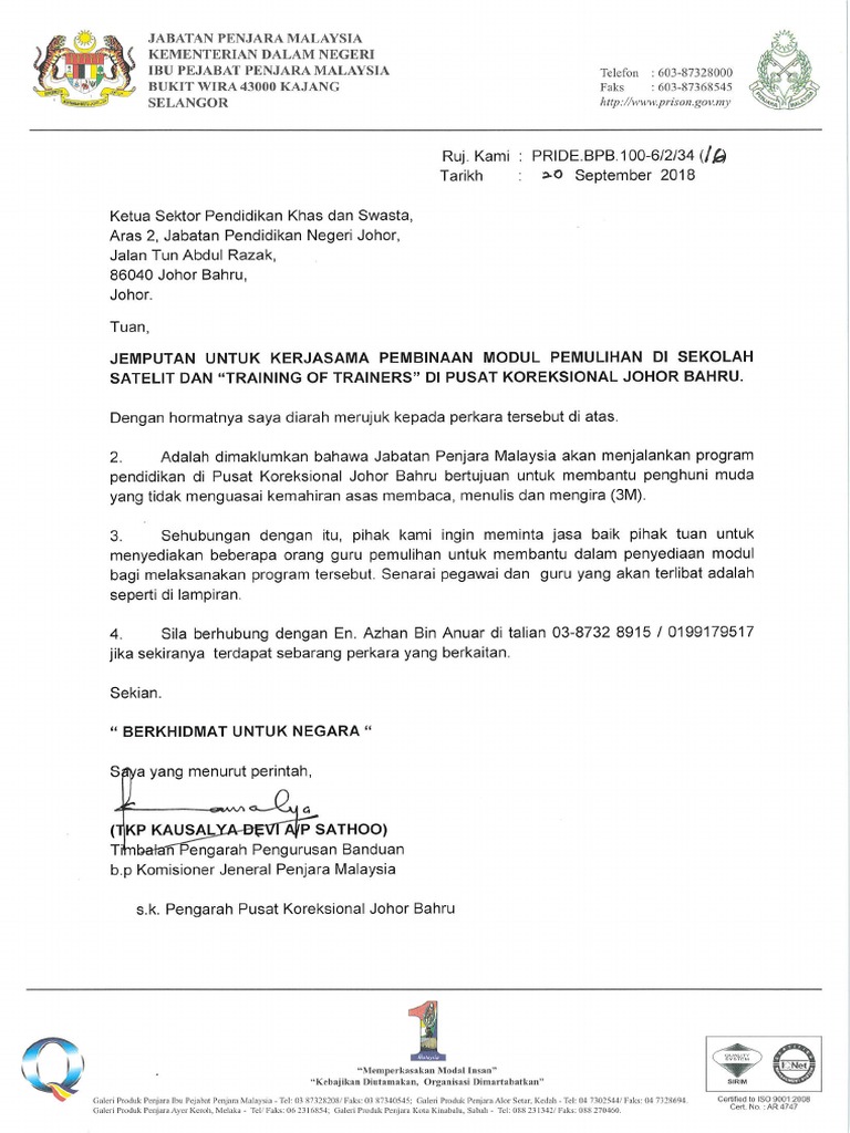 2018-09-22 - Surat Rasmi - JPNJ PDF | PDF