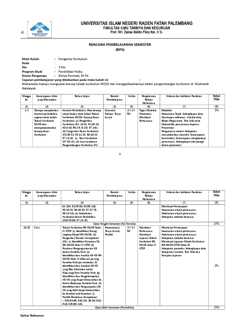 RPS Pengantar Kurikulum KKNI | PDF