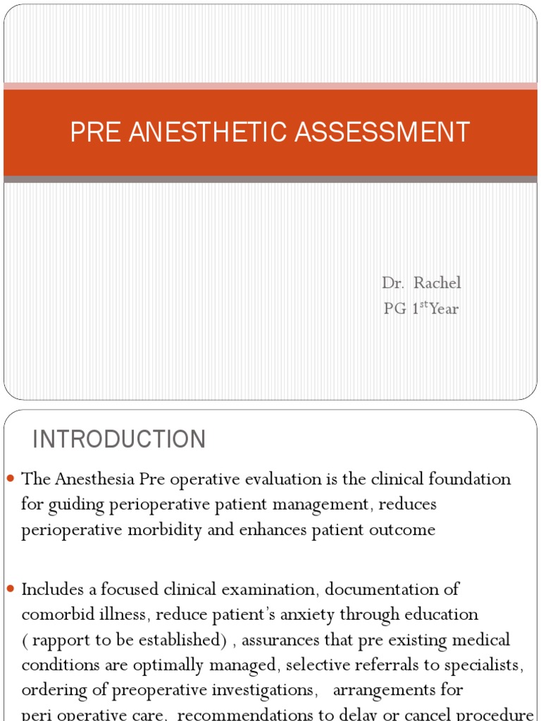 Pre Anesthetic Assessment | PDF | Anesthesia | Surgery