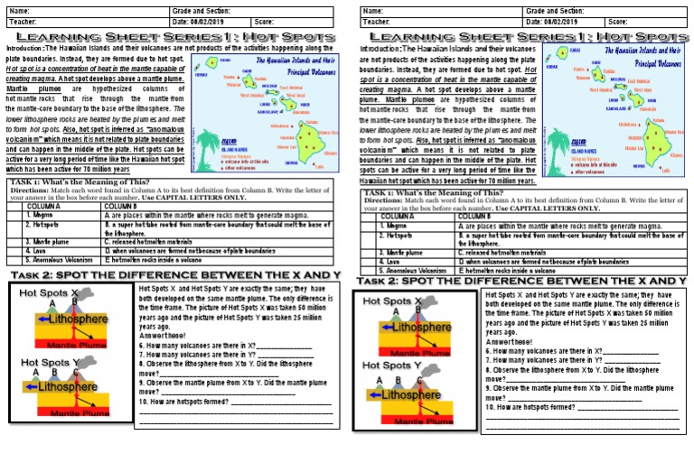 Learning Series 1 Hot Spot Page 1 | PDF | Magma | Mantle (Geology)