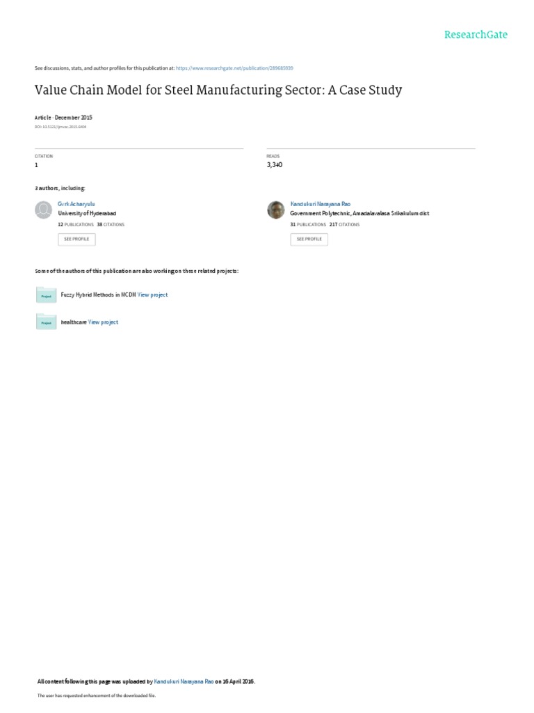 Value Chain Model For Steel Manufacturing Sector A | PDF | Value Chain ...