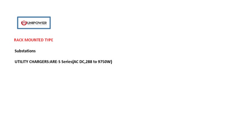 Rack Mounted Type: Substations UTILITY CHARGERS:ARE-S Series (AC DC ...