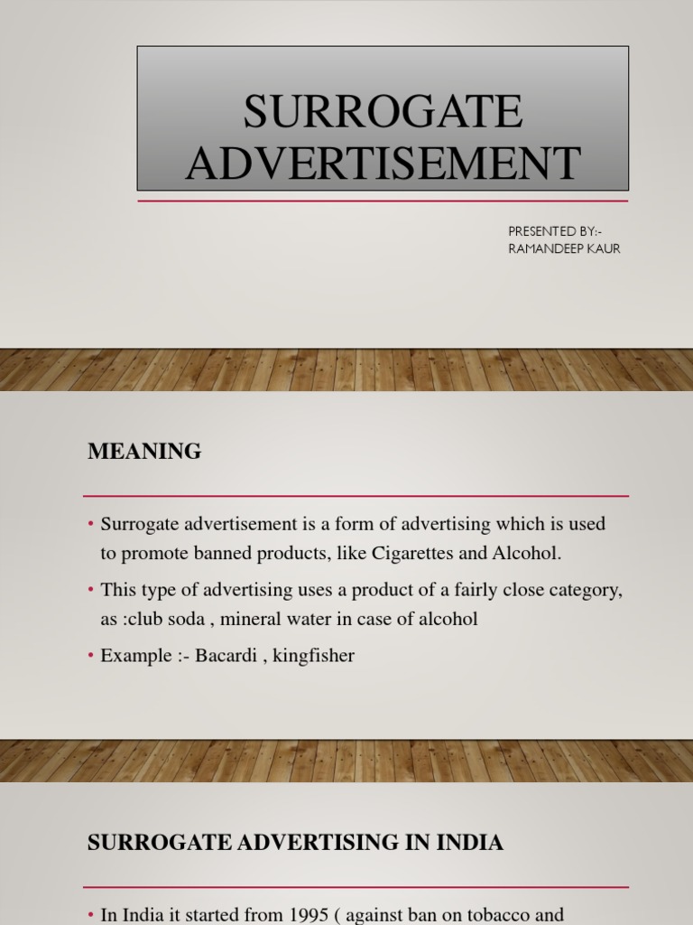 Surrogate Advertisement: Presented By:-Ramandeep Kaur | PDF