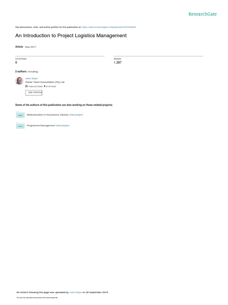 An Introduction To Project Logistics Management: Article | PDF ...