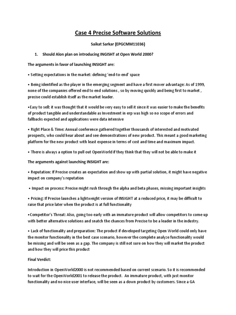 Case 4 Precise Software Solutions | PDF | Software Release Life Cycle ...