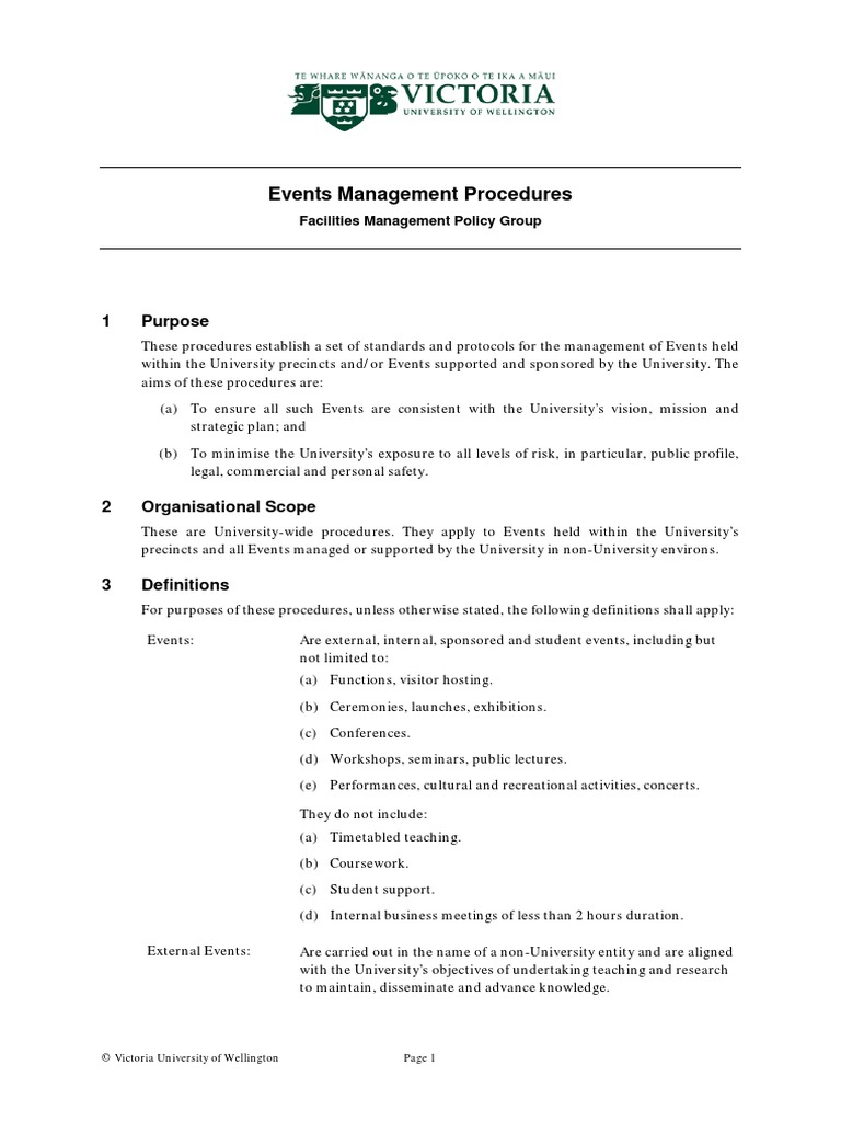 Events Management Procedures | PDF | University | Business