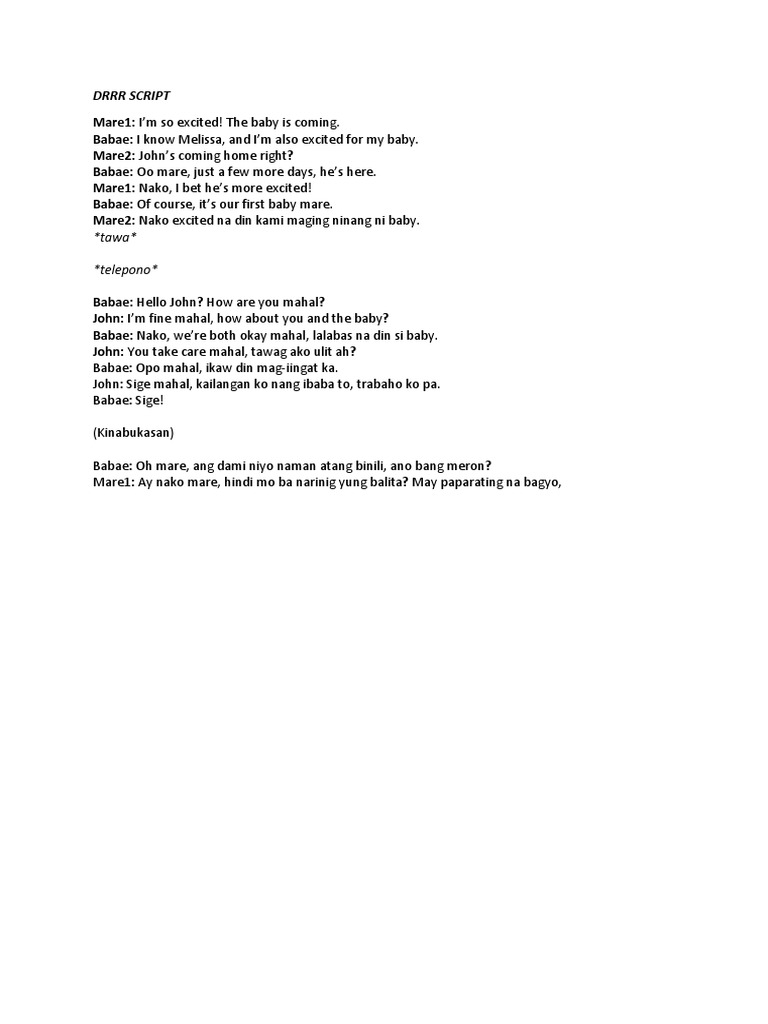 Paparating na Bagyo: DRRR Script | PDF